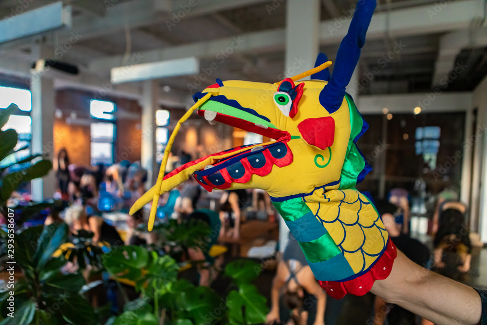 Diverse group of people in yoga class. A vibrant and multicolored hand ...