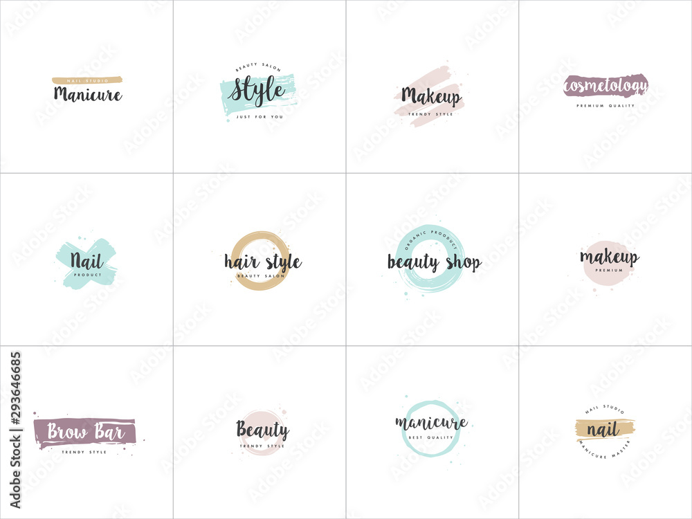 Vector set emblems, badges or logos design templates for nail studio ...