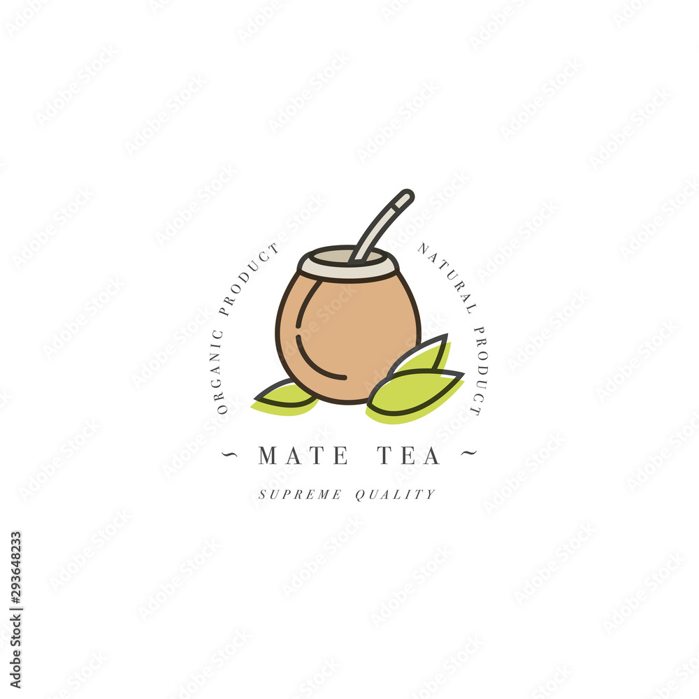 Packaging design template logo and emblem - mate tea. Logo in trendy ...