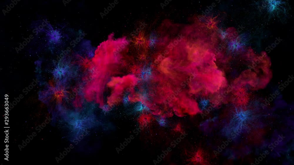 Endless zooming out from the field of colorful explosions. Animation is ...