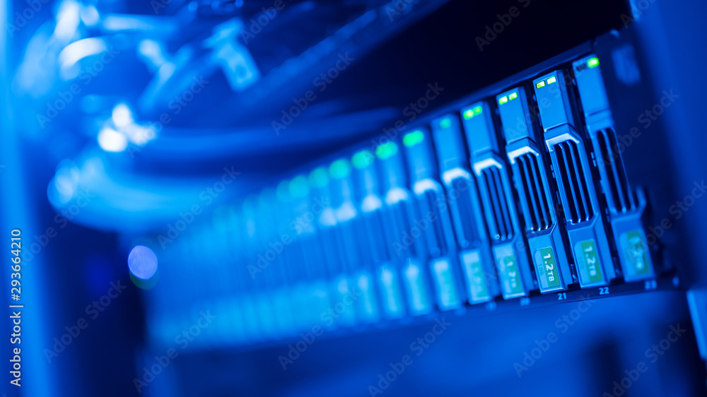 The server room tells the computer server that is working continuously ...