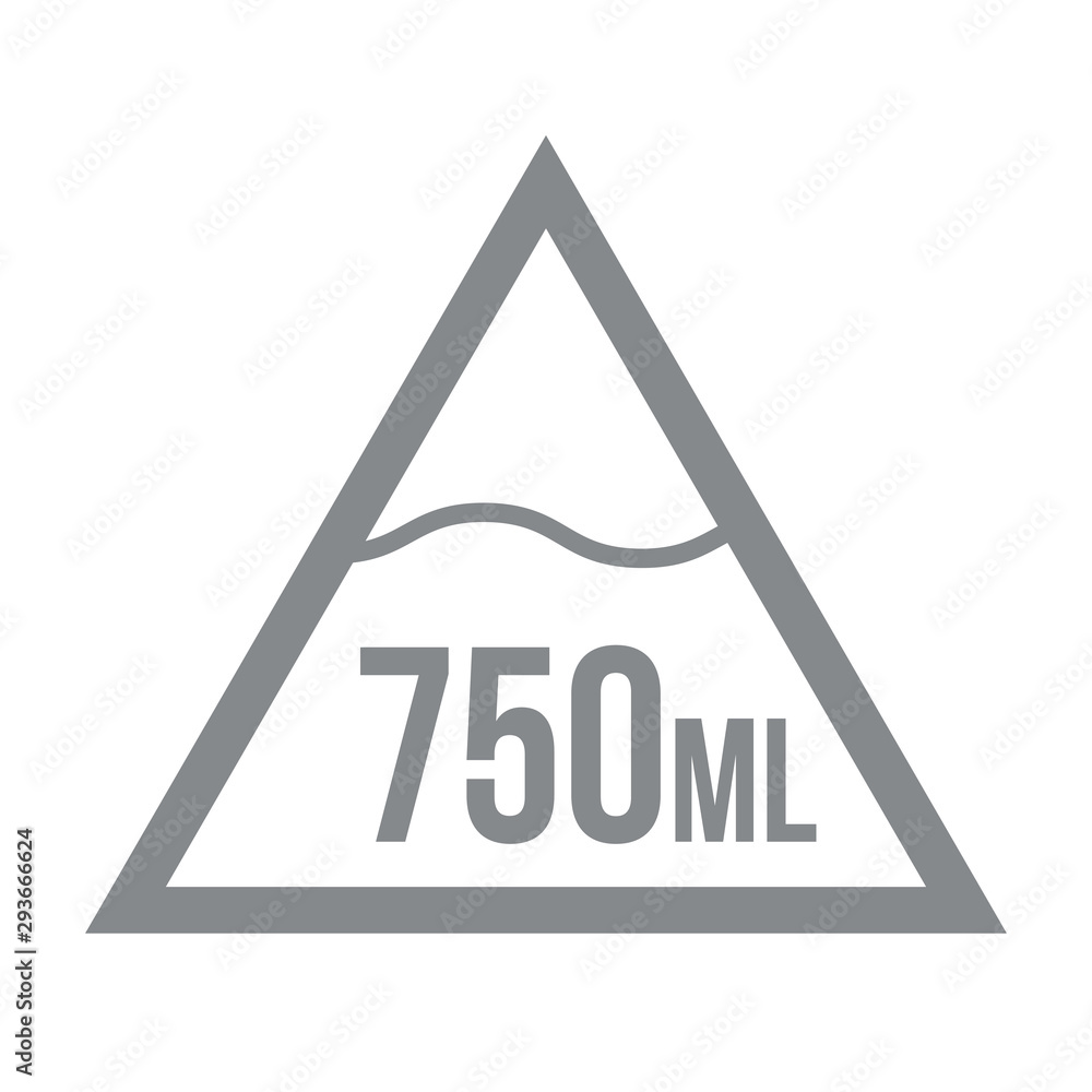 Liter l sign (l-mark) estimated volumes 750 milliliters (ml) Vector ...