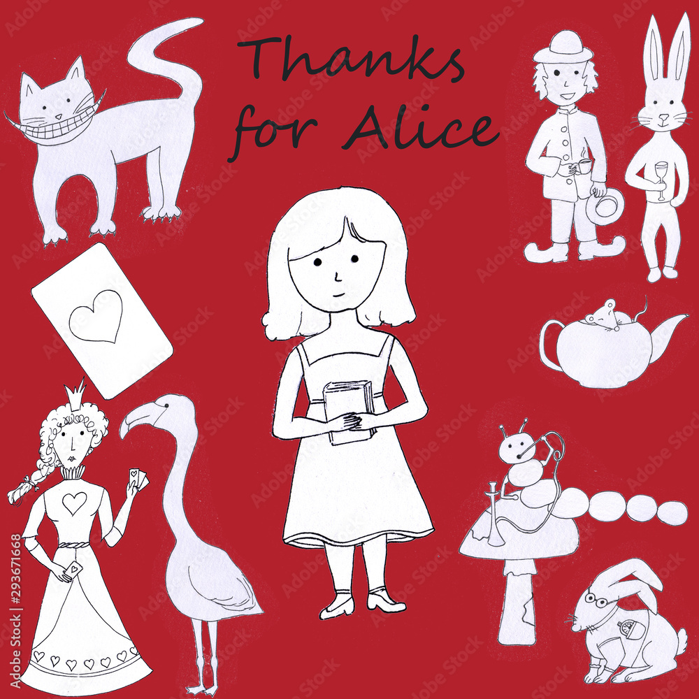 Characters by Lewis Carroll's fairy tale "Alice in Wonderland" painted ...