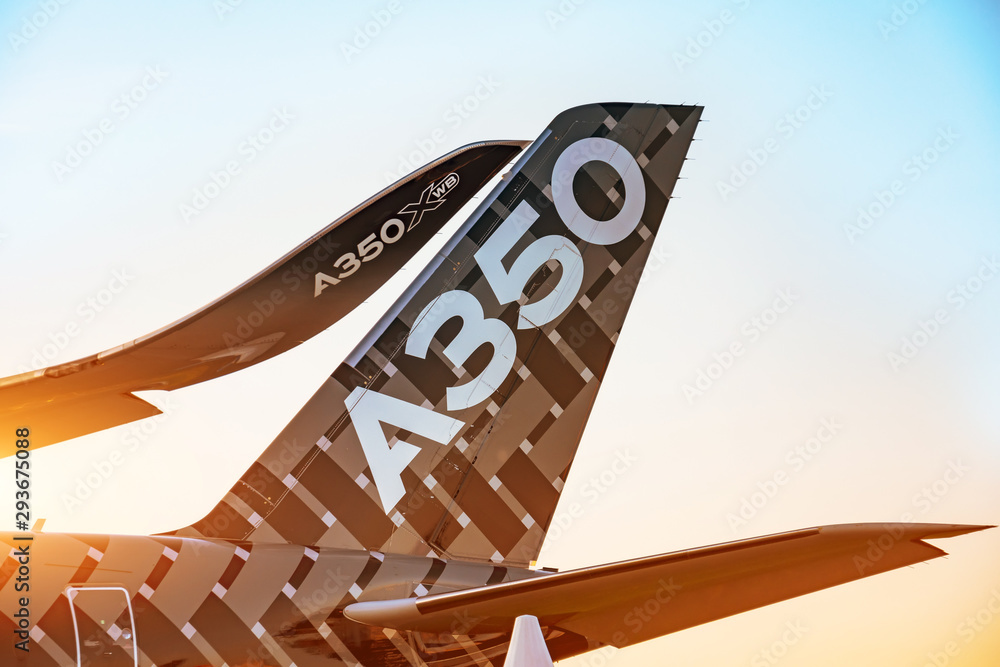 Airbus a350-900 XWB View of the tail and wingtips sharklet. Russia ...