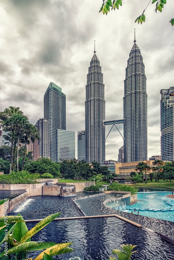 Petronas twin towers in KLCC district Kuala Lumpur Stock Photo | Adobe ...