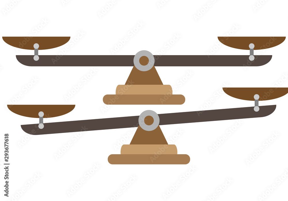 Balanza de madera sobre fondo blanco. Stock Vector | Adobe Stock