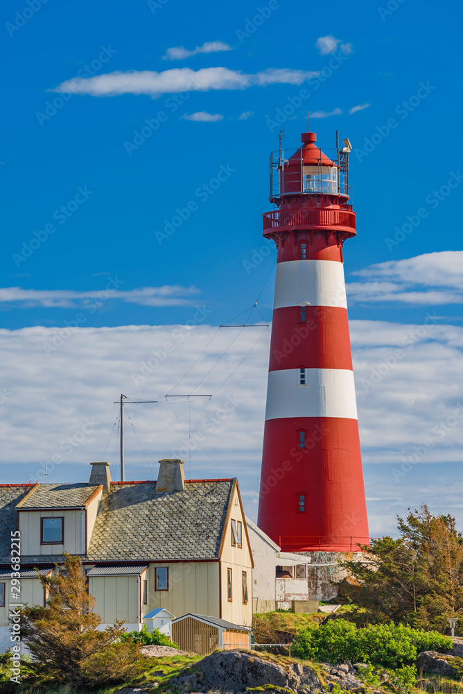 Skrova Island and Beautiful Old lighthouse, Lofoten Islands, Norway ...