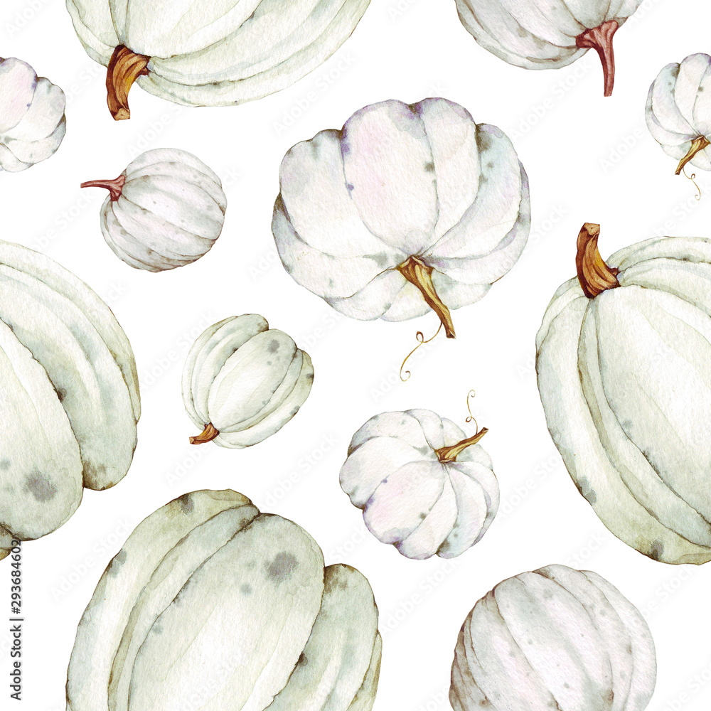 Beautiful seamless pumpkins pattern on isolated white background ...