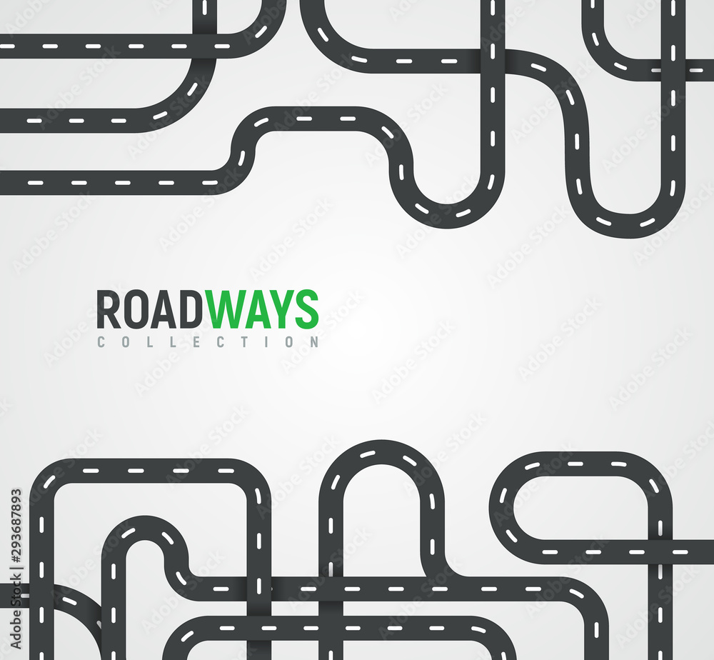 Highway roads collection. Autoroutes vector background Journey or ...