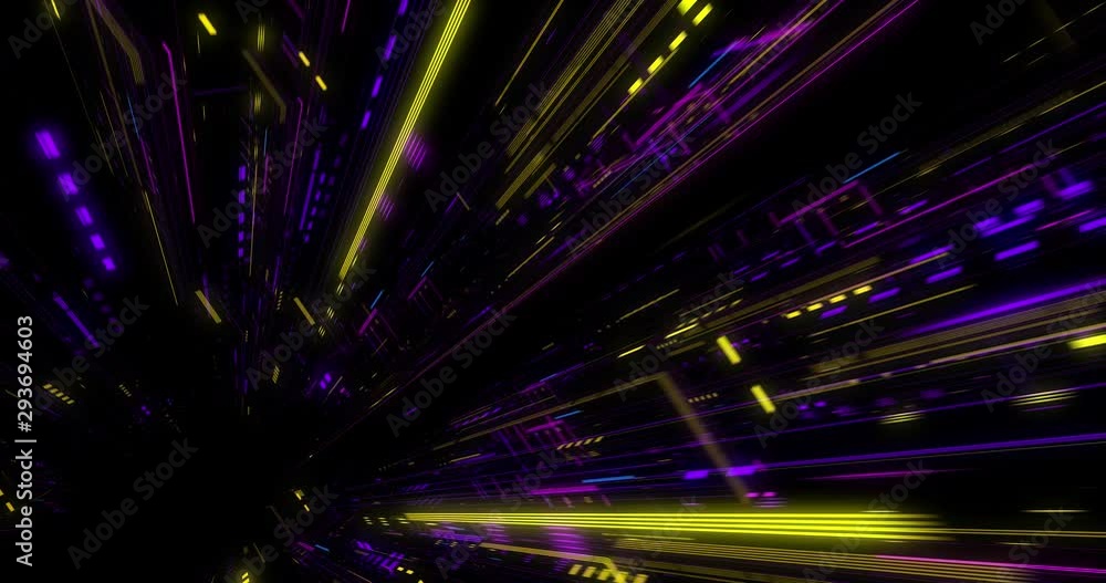 Seamless loop of abstract matrix hologram digital data flow. fly ...