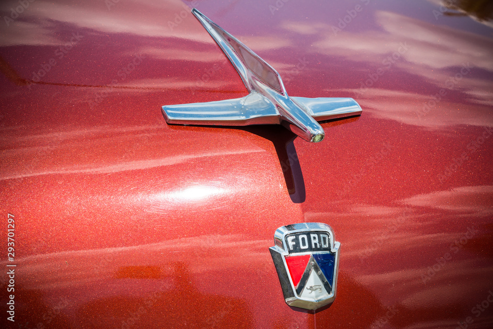 Ford Customline Emblem and Hood Ornament. Stock Photo | Adobe Stock
