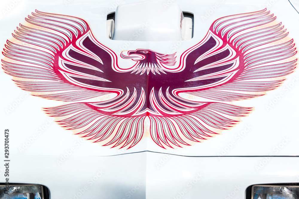 The front hood of a Pontiac Firebird Trans Am, featuring the iconic ...