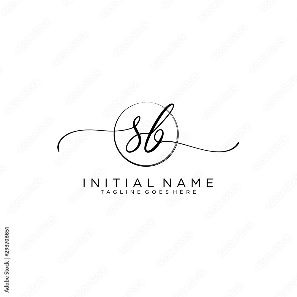 SB Initial handwriting logo with circle template vector. Stock Vector ...