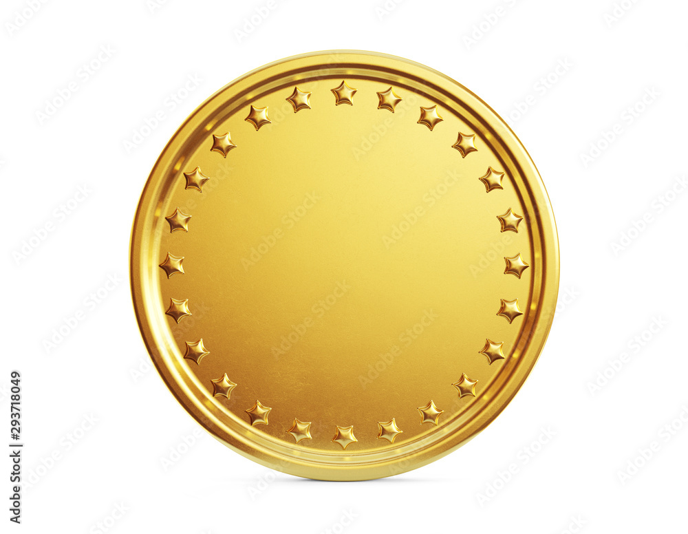 Empty gold coin isolated on a white background. Stock Illustration ...