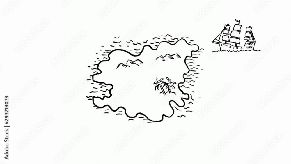 Time lapse video 2D animation of a drawing of a fantasy vintage ...