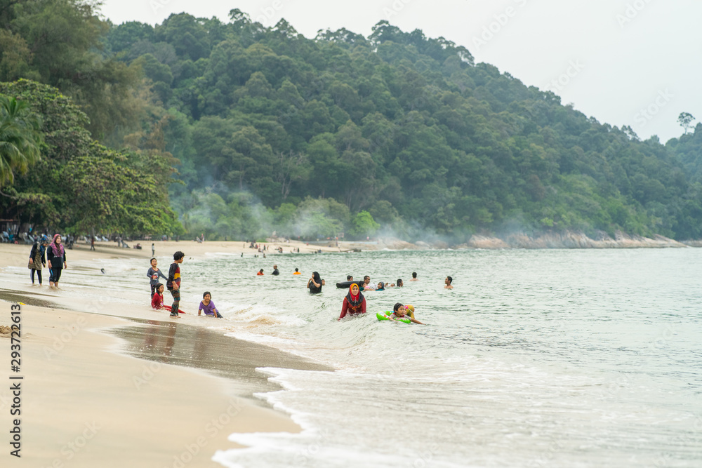 Perak, Malaysia - September 16, 2019: People at the beach of Teluk ...