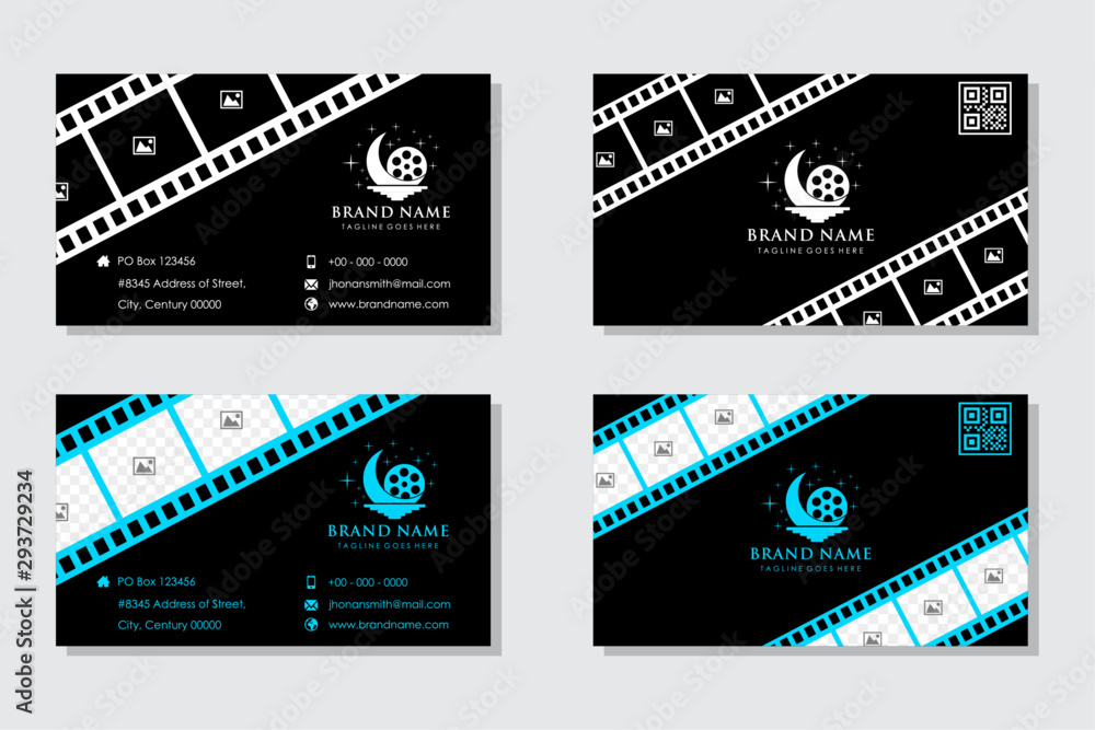 Set of vector abstract movie film identity card design template ...