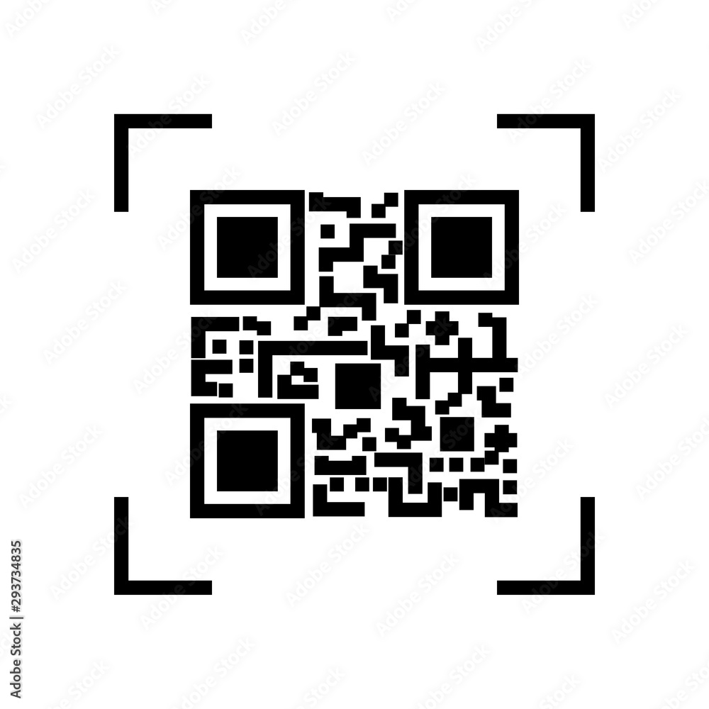 Scanning black round simple qr code on phone screen icon, for interface ...