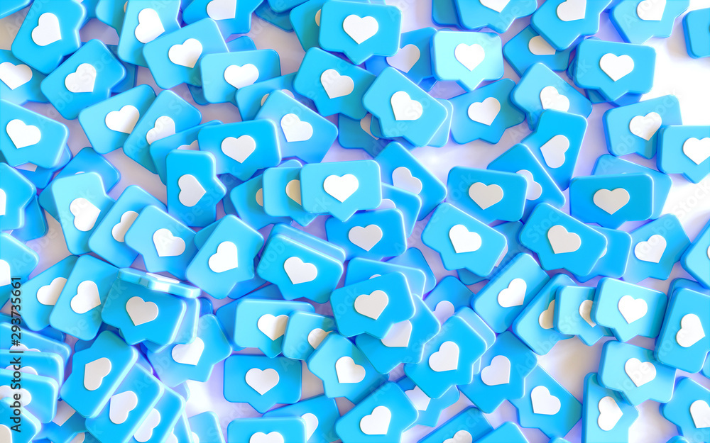 Foto de 3D Social Media Network Love and Like Heart Icon Rendering ...