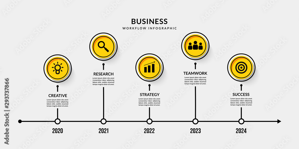 Business timeline infographic with multiple steps, Outline data ...