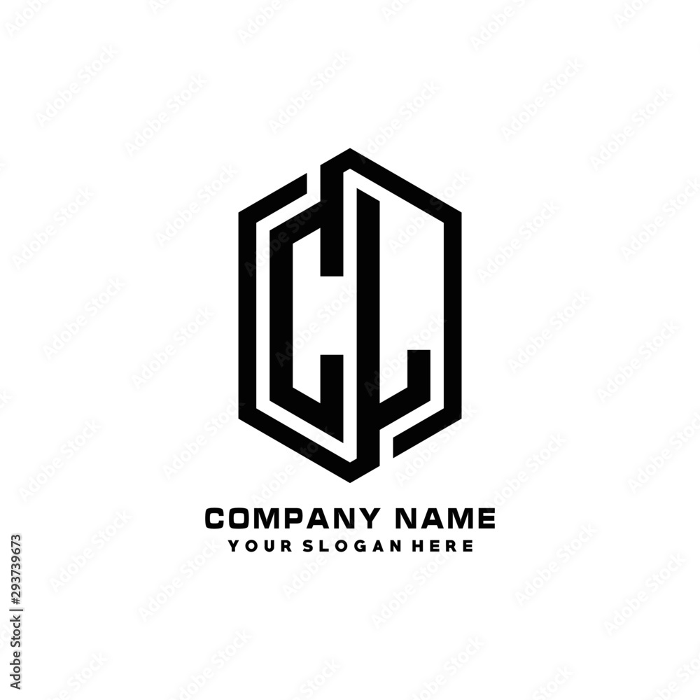 CL initials business abstract logo in the shape of a hexagon, with a ...