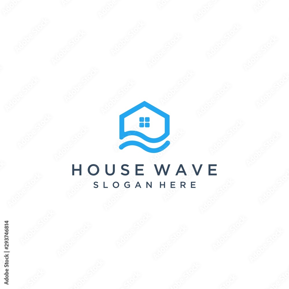 logo design of a building or house with waves Stock Vector | Adobe Stock