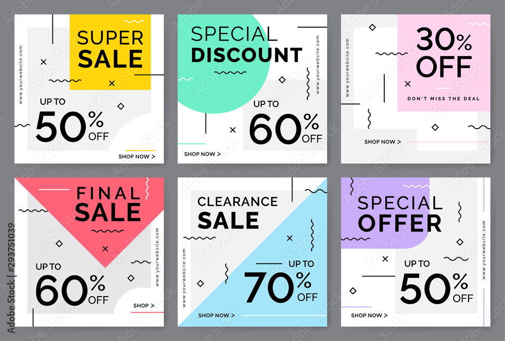 Modern promotion square web banner for social media. Abstract sale ...