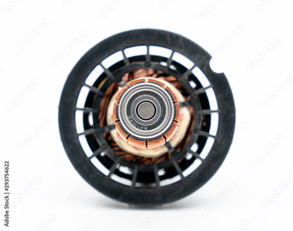 Electrical armature assembly isolated on white background. dc motor ...