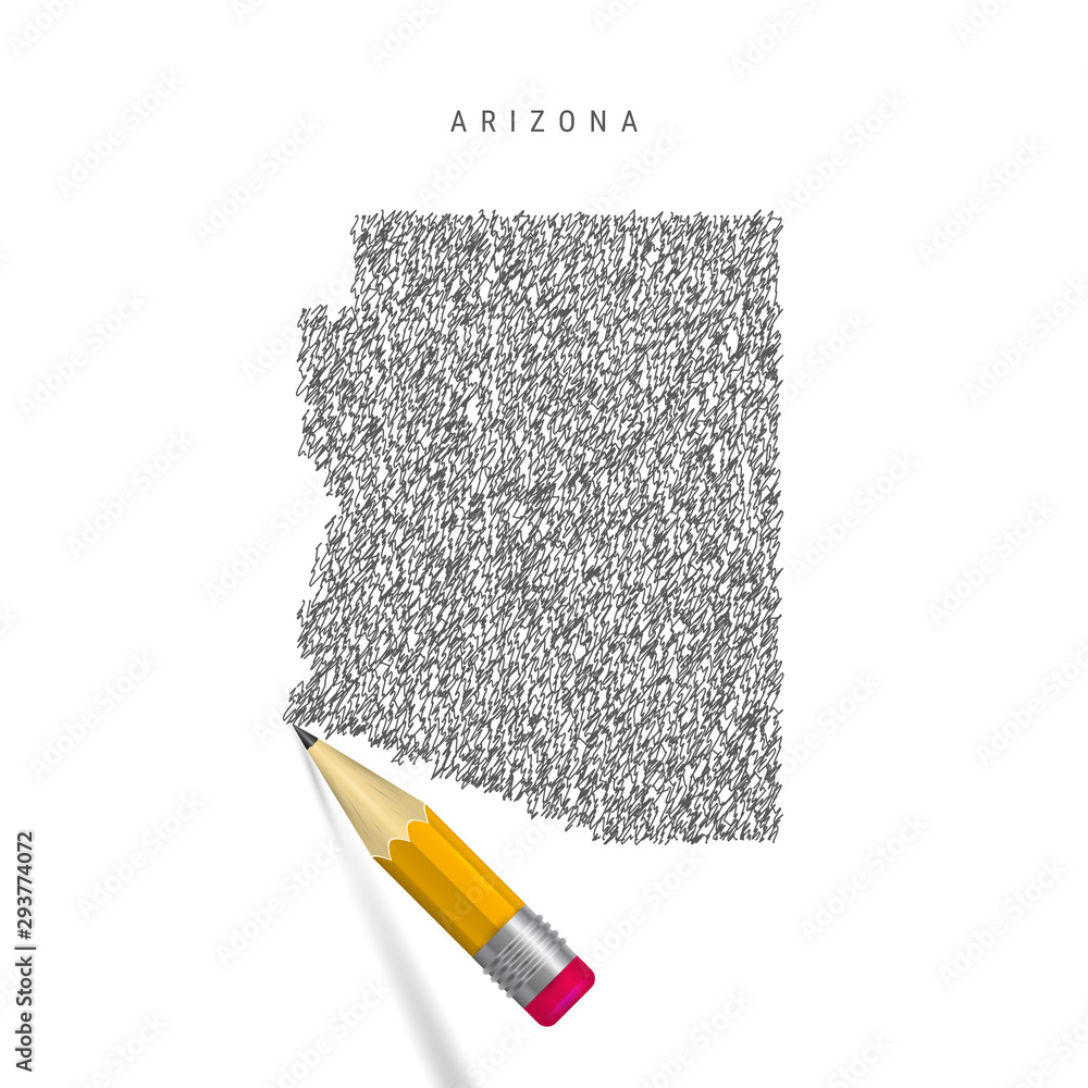 Arizona sketch scribble map isolated on white background. Hand drawn ...
