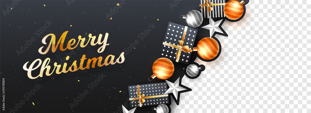 Merry Christmas header or banner design decorated with festival ...