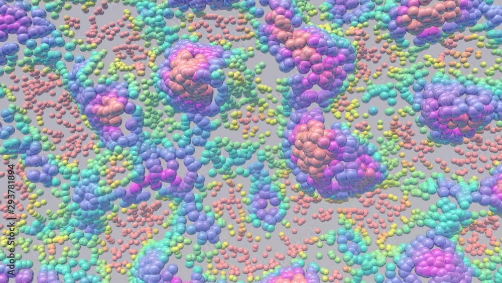 Cell structure, Render of cells. Medical video background. Microscopic ...