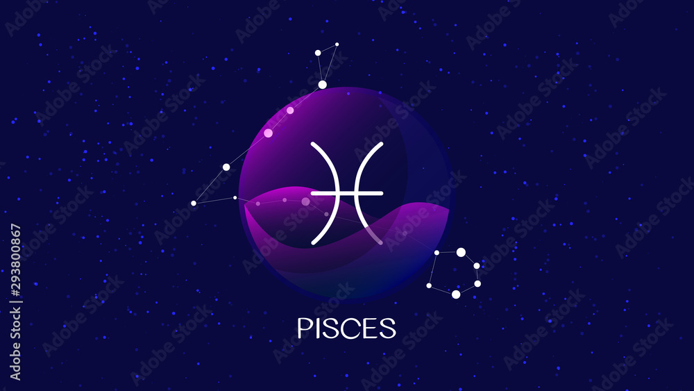 Pisces sign, zodiac background.Beautiful and simple illustration of ...