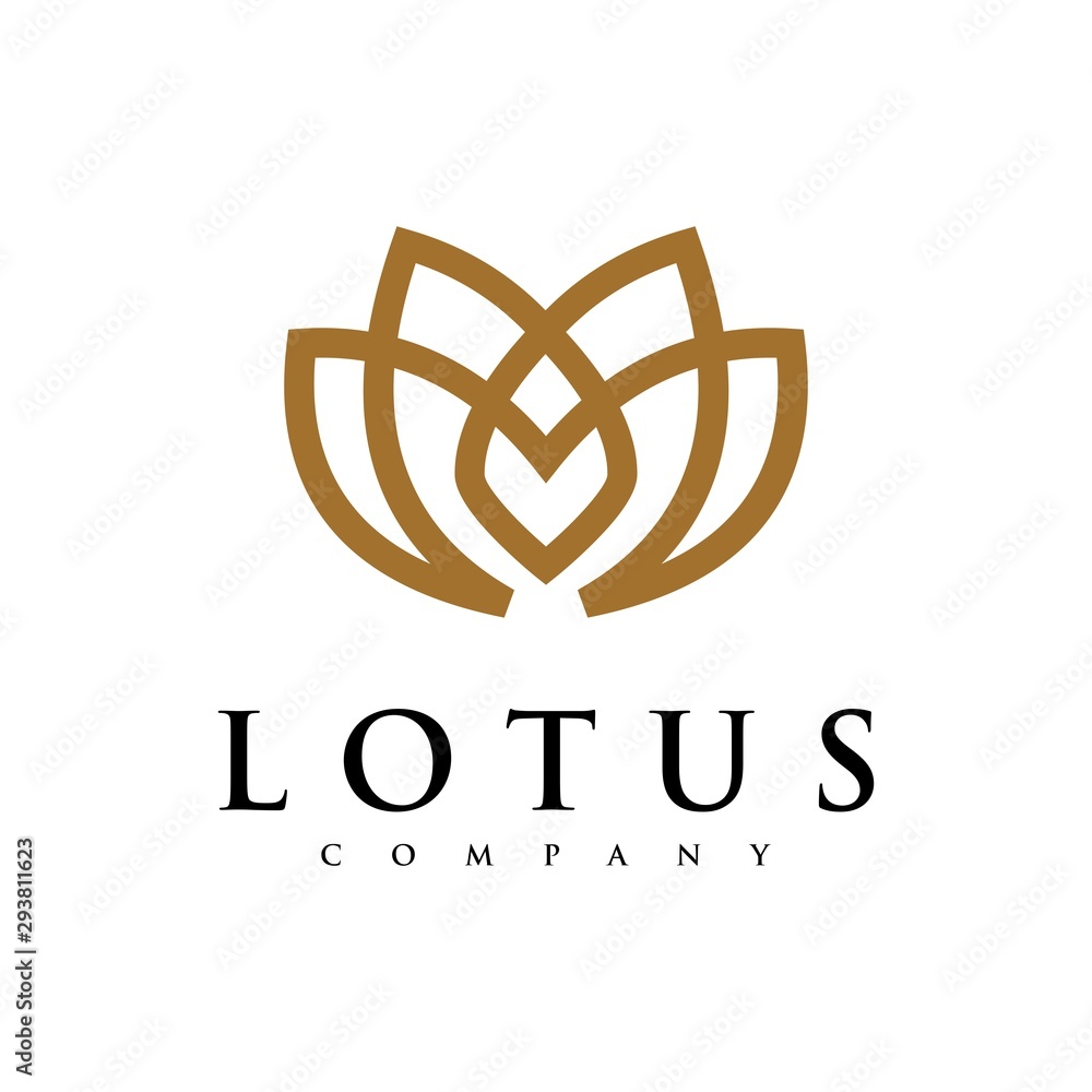 Lotus logo icon template, with line art design style. Stock Vector ...