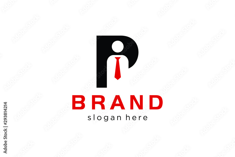 letter P with tie people concept, initials logo template, employee icon ...
