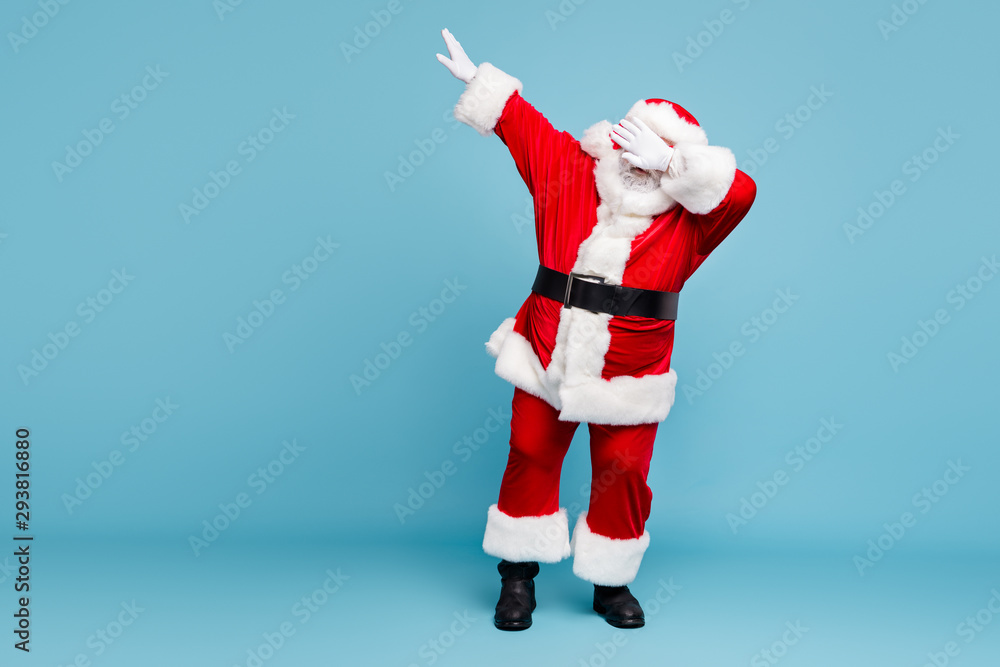Full length body size view of his he nice cool fat bearded Santa ...