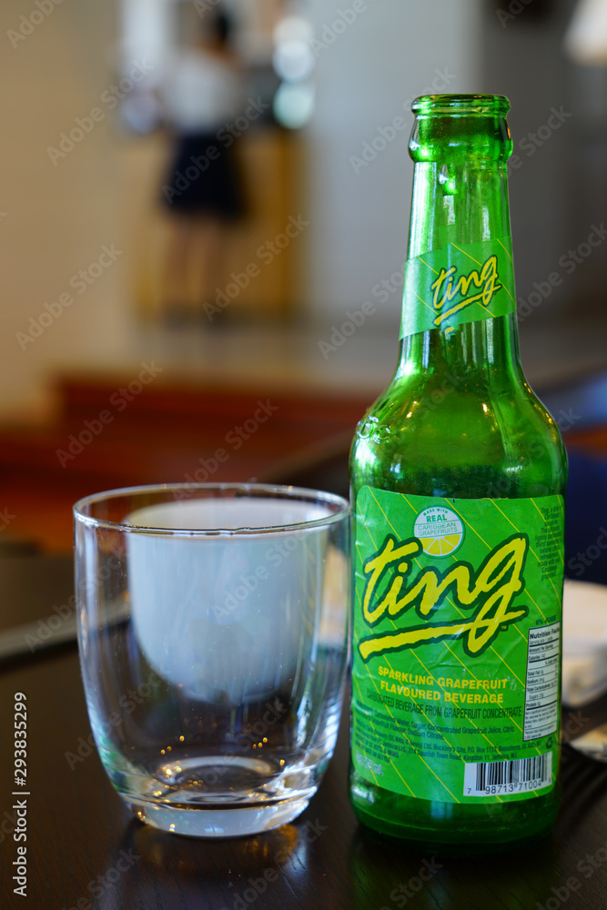 BASSETERRE, ST KITTS- 21 NOV 2018- View of a bottle of Ting, a citrus ...