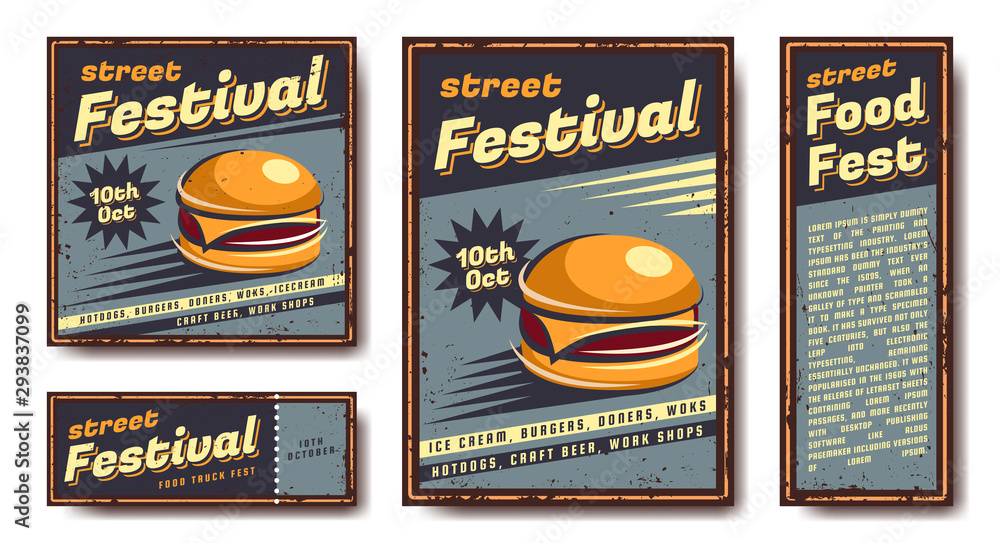 Vector set of emblems, banners, posters. In retro, vintage, old style ...