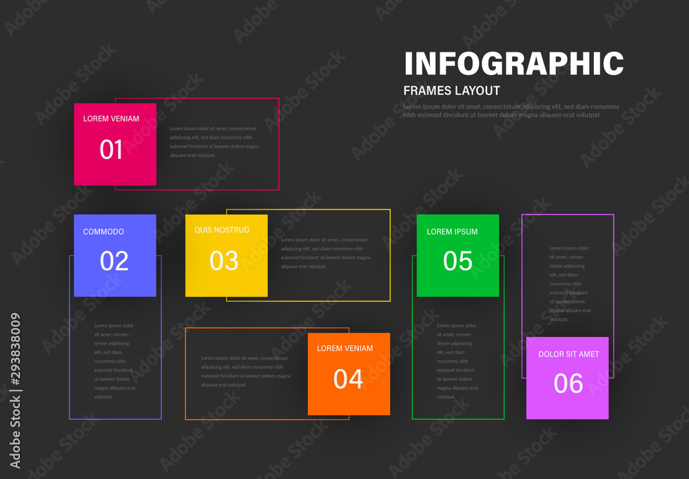 Info Chart Layout with Colorful Frames Stock Template | Adobe Stock