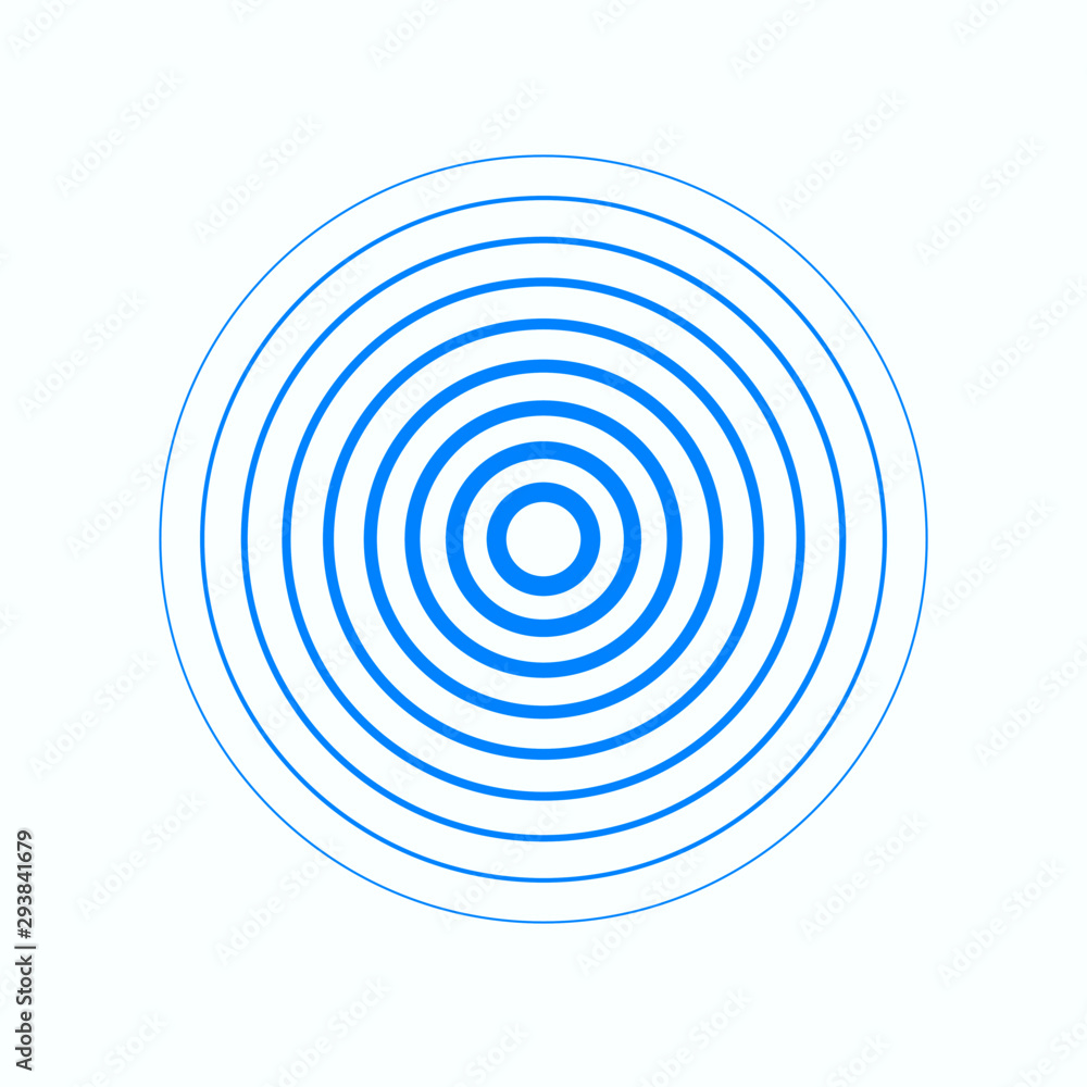Identification process. Abstract background. Blue rings sound wave and ...