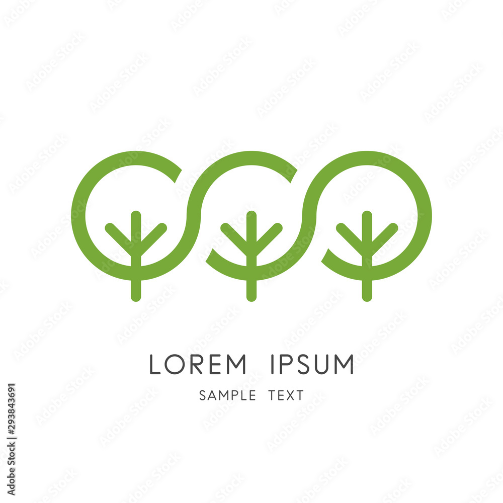 Green forest logo - group of trees and ecosystem symbol. Nature and ...