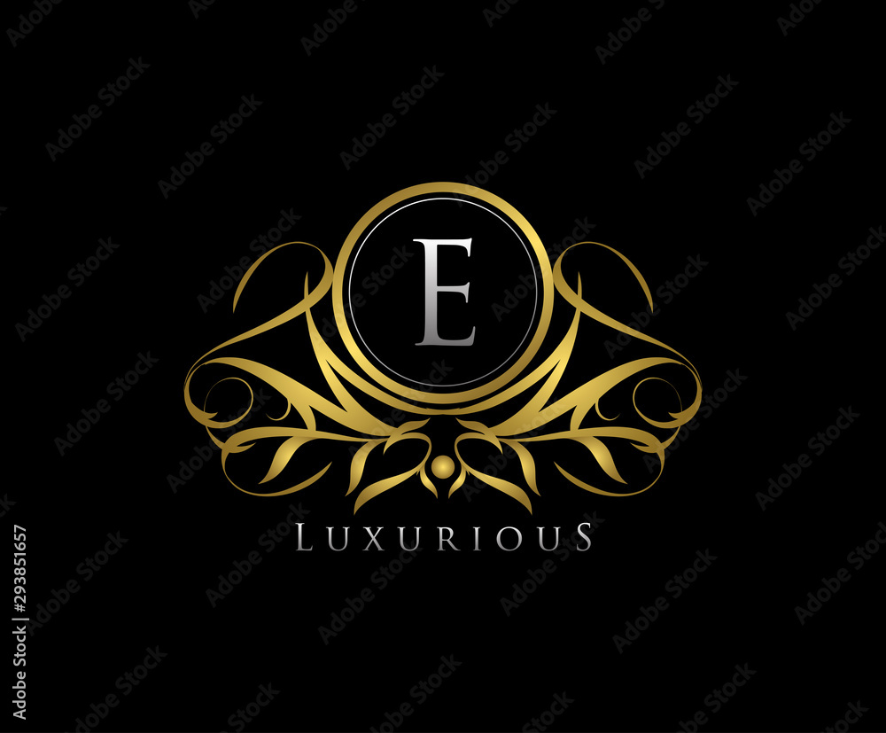 Classy E Letter Luxury Boutique , Heraldic, Royal, Decoration, Boutique Logo. Interior Icon ...