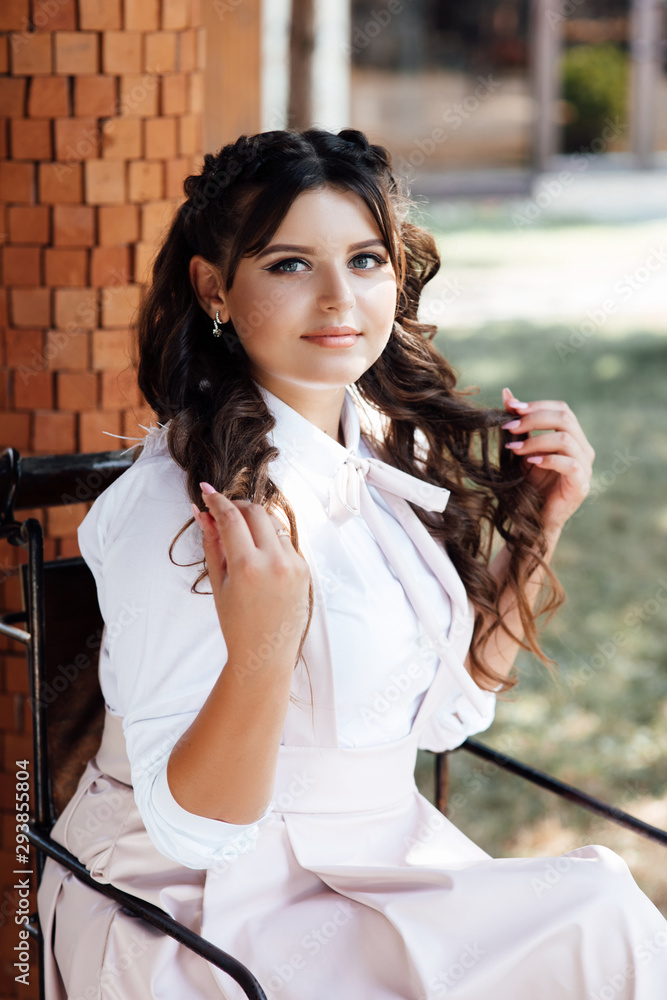 Student teenager school girl with natural make-up and hair style. Girl ...