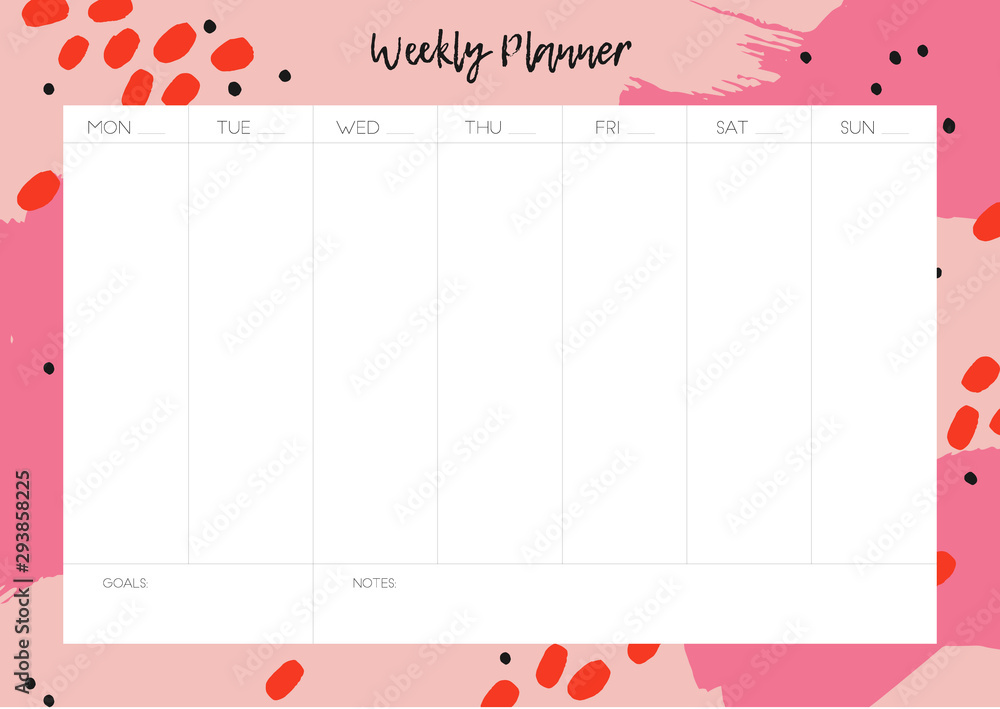 Beautiful vector Weekly Planner template. Printable To Do Daily list ...