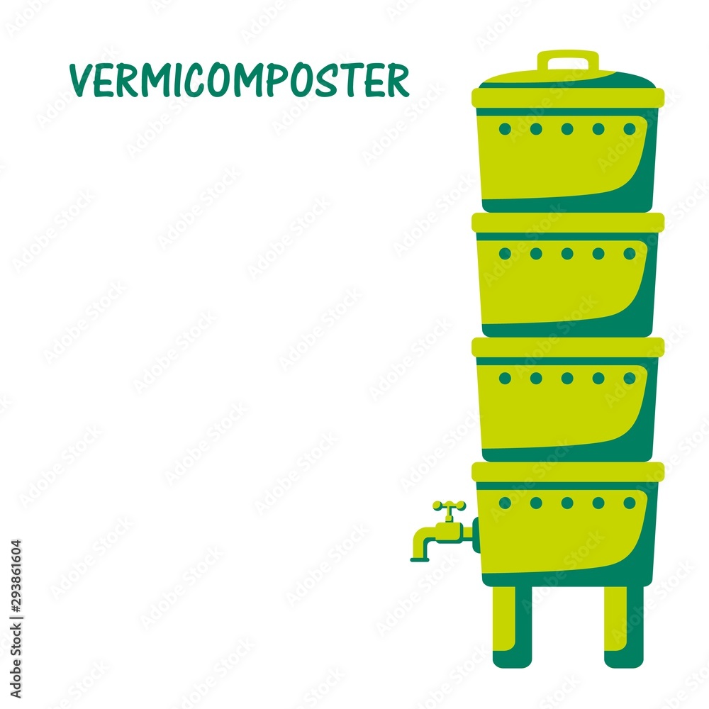 Vermicomposter- home for worms that process organic waste from the ...