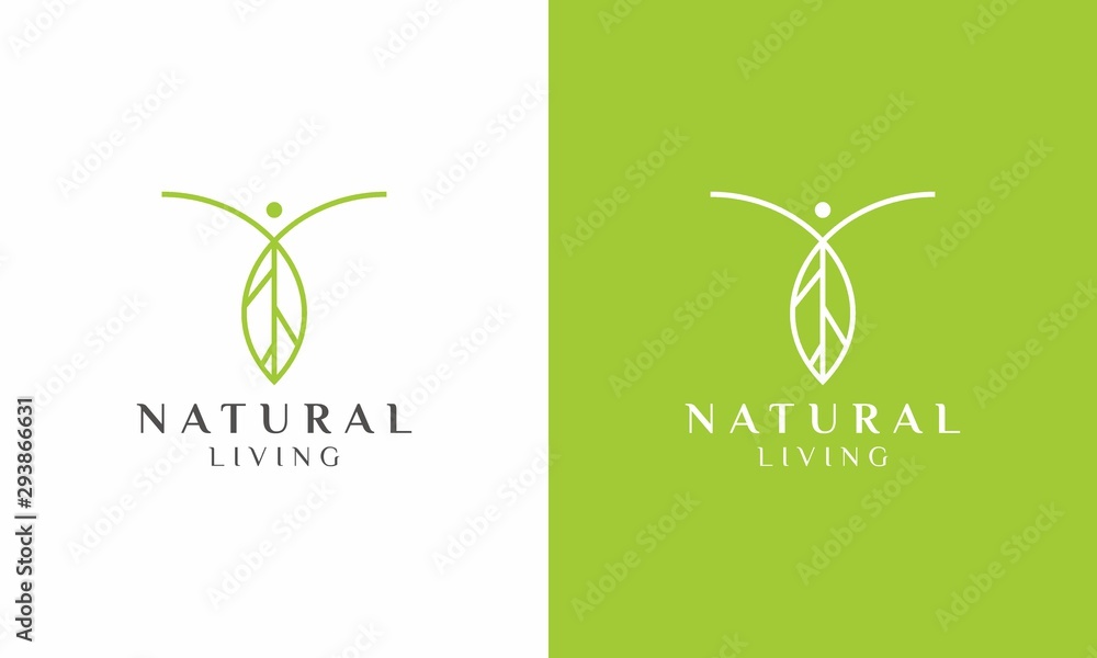 Clean logo design of nature live and healthy living with white ...