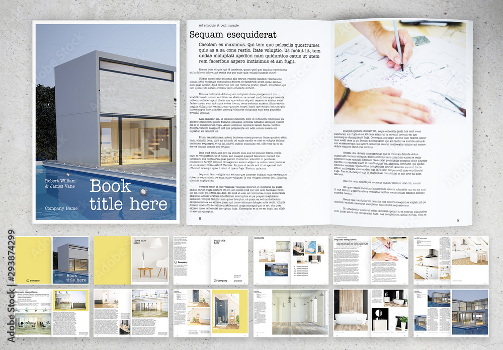 Book Layout with Yellow Accents Stock Template | Adobe Stock