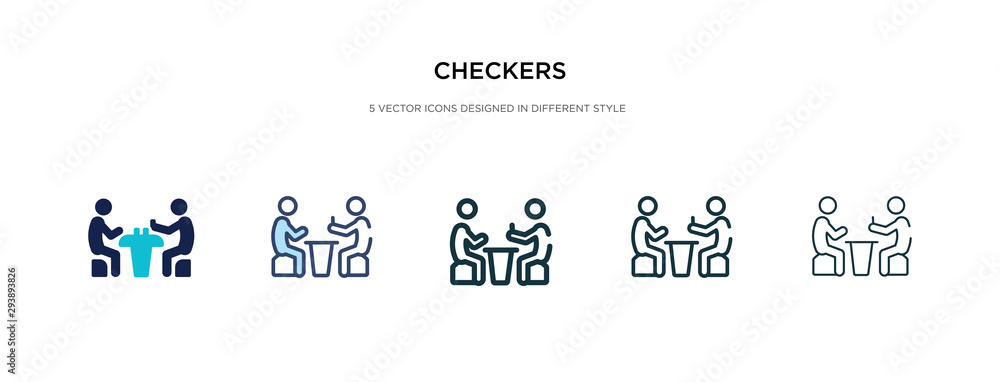 checkers icon in different style vector illustration. two colored and ...