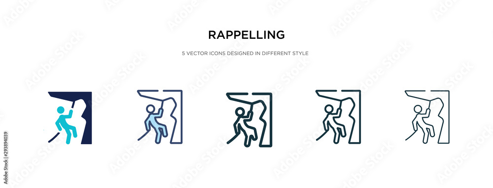 rappelling icon in different style vector illustration. two colored and ...