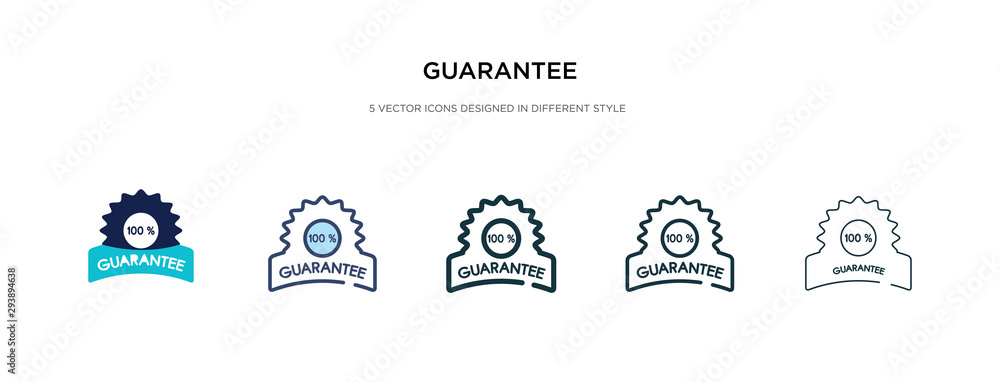 guarantee icon in different style vector illustration. two colored and ...