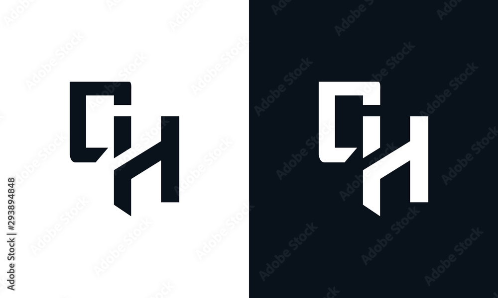 Minimalist abstract letter CH logo. This logo icon incorporate with two ...